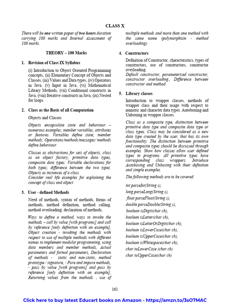 ICSE Class 10 Computer Applications Syllabus | PDF | Method (Computer Programming) | Class ...