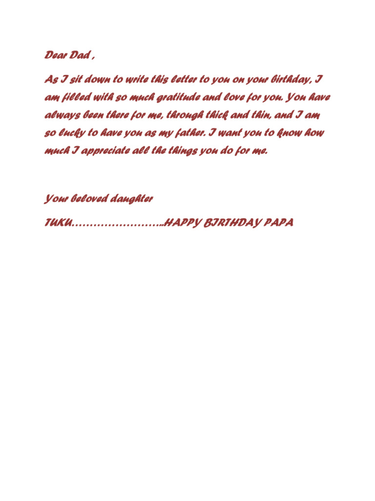 Heartfelt Birthday Letter to Dad | PDF