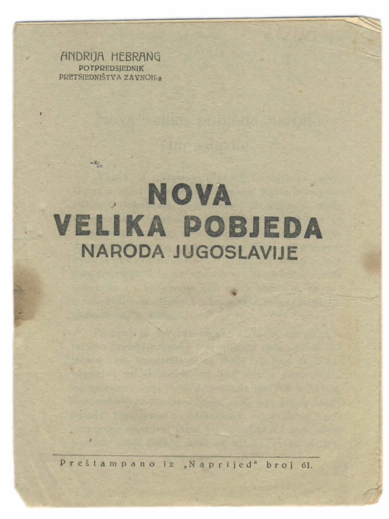 Nova Velika Pobjeda Naroda Jugoslavije | PDF