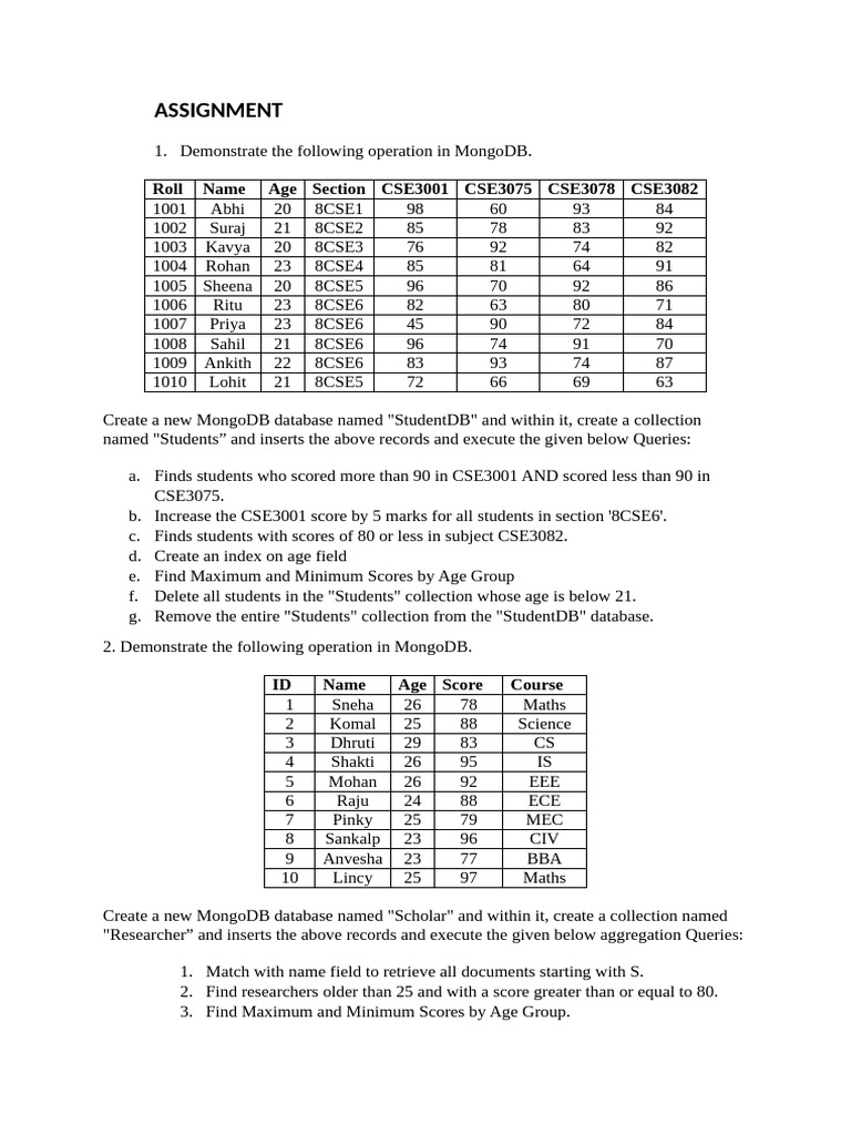 ASSIGNMENT NOSQL | PDF | Information Technology | Application Software