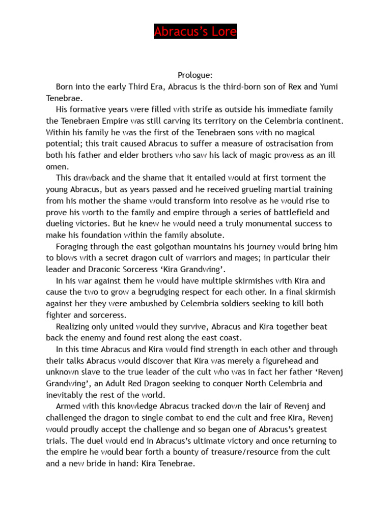 Abracus: Tenebraen Warrior's Saga | PDF | History | Classics