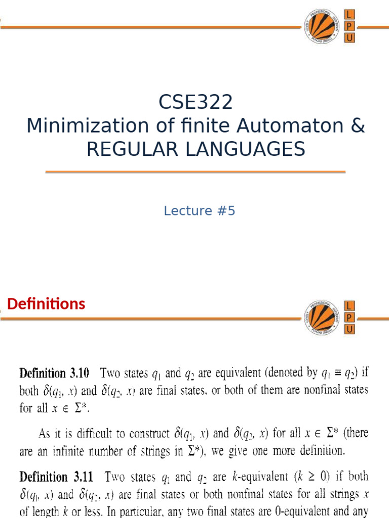 Automata Class Notes Minimization | PDF