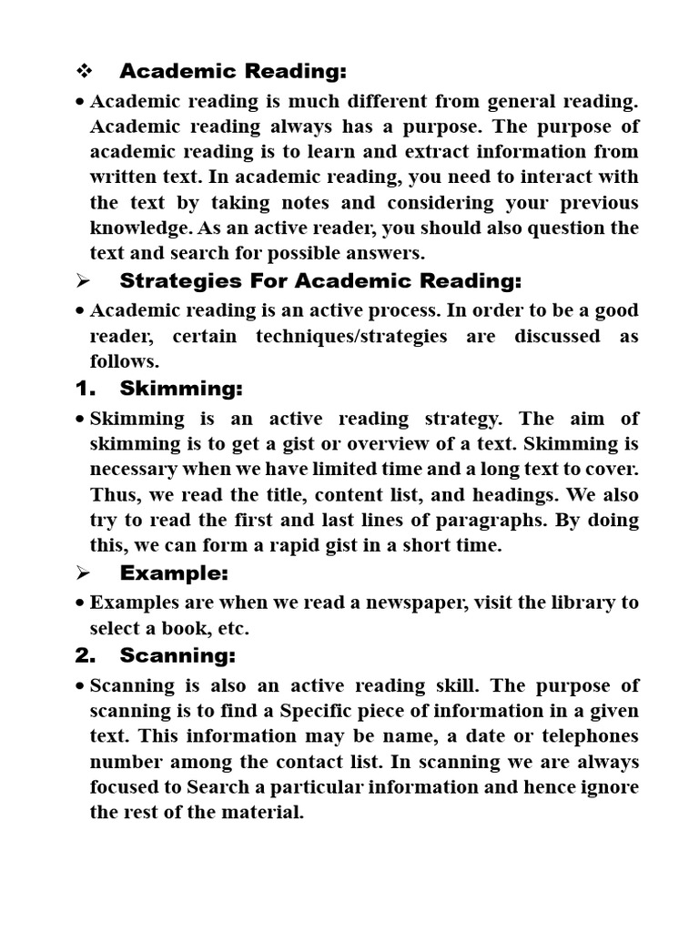 English Notes Academic Reading and Writing | PDF | Essays | Speed Reading