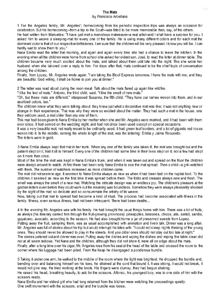 The Mats - Reading Activity | PDF