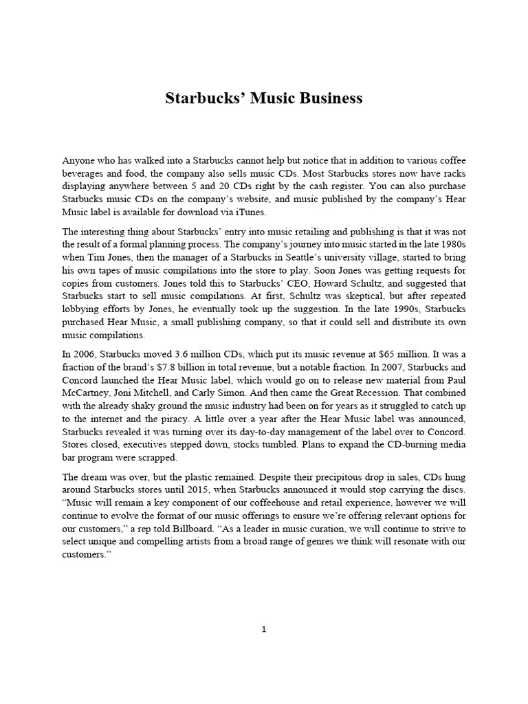 Starbucks Music Business Evolution | PDF | Starbucks