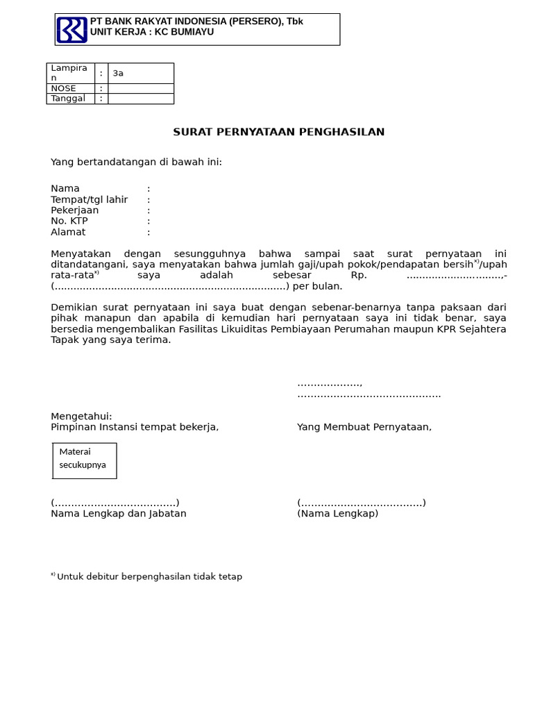 Formulir Pengajuan KPR FLPP Via Bank BRI | PDF