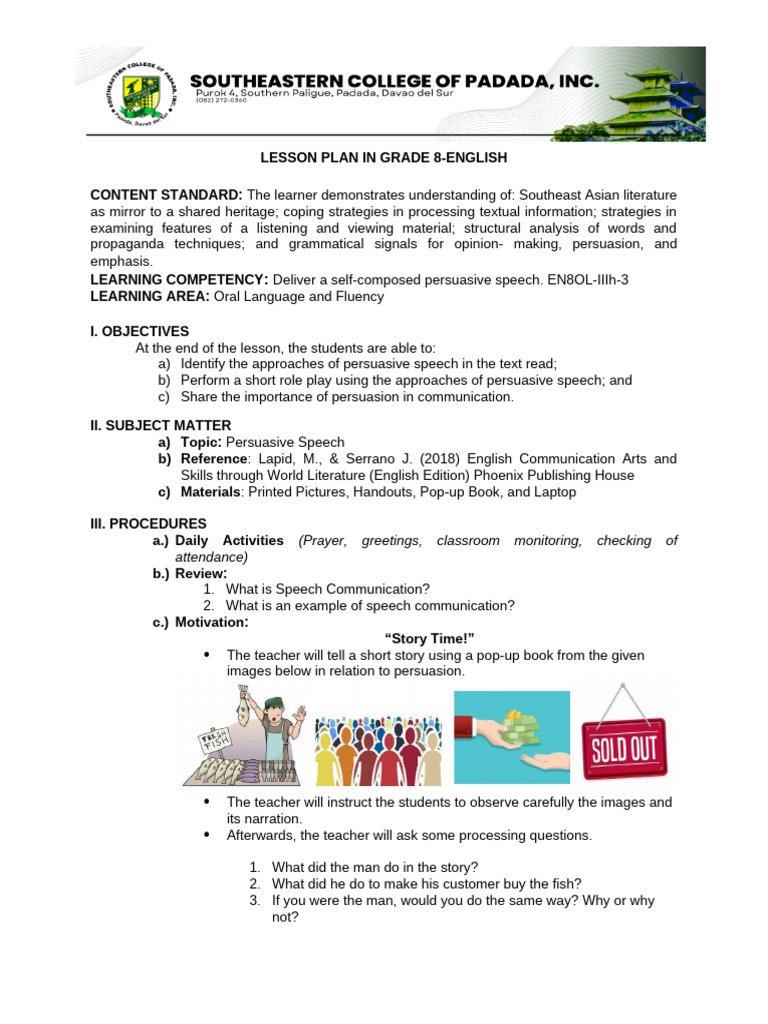 PERSUASIVE SPEECH LP - Copy | PDF | Rhetoric | Persuasion