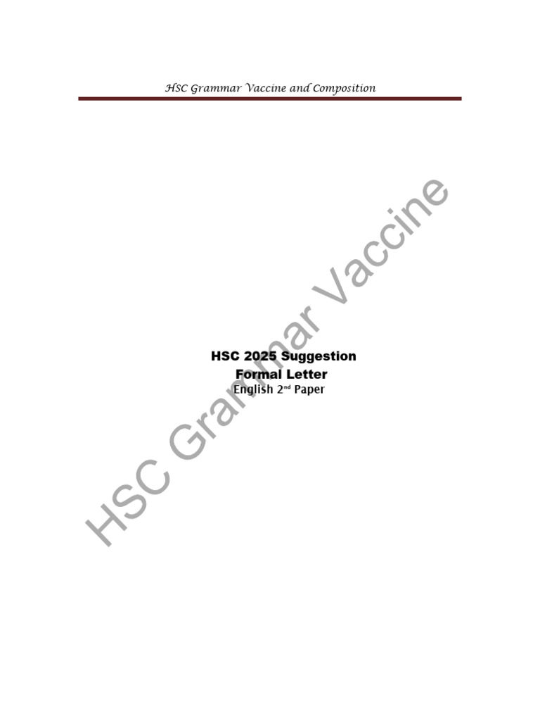 HSC Letter and Paragraph Suggestion | PDF | English Language | Linguistics