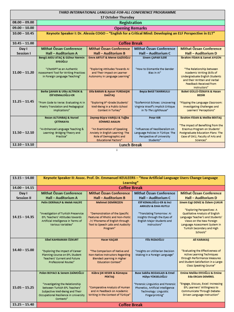 LFAC'24 Programme | PDF | English As A Second Or Foreign Language ...