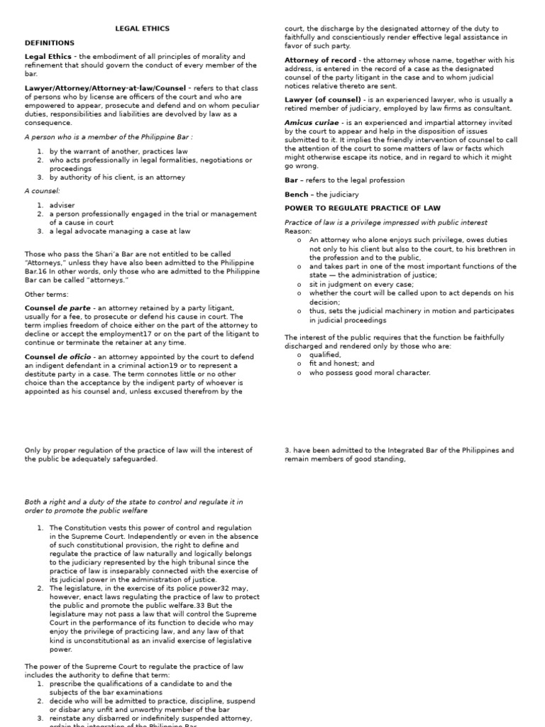 LEGAL ETHICS | PDF | Lawyer | Practice Of Law