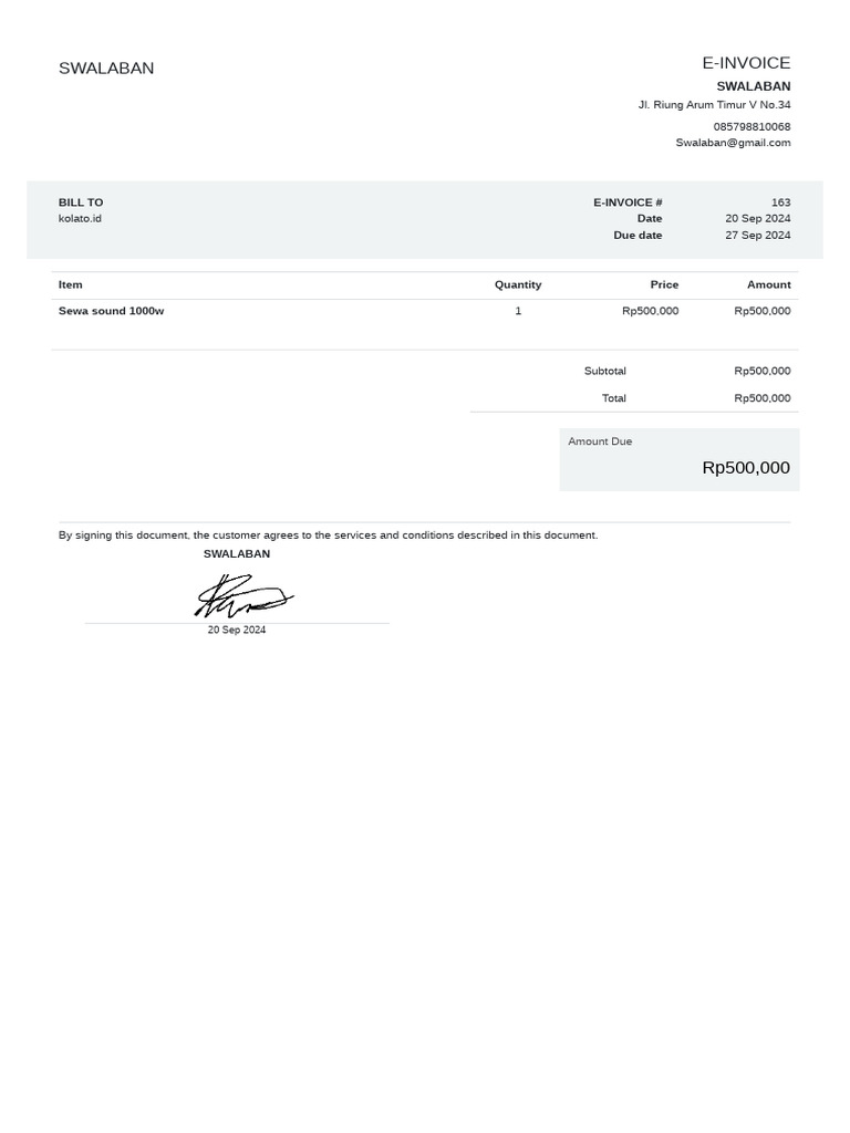 Invoice for Sound Rental | PDF