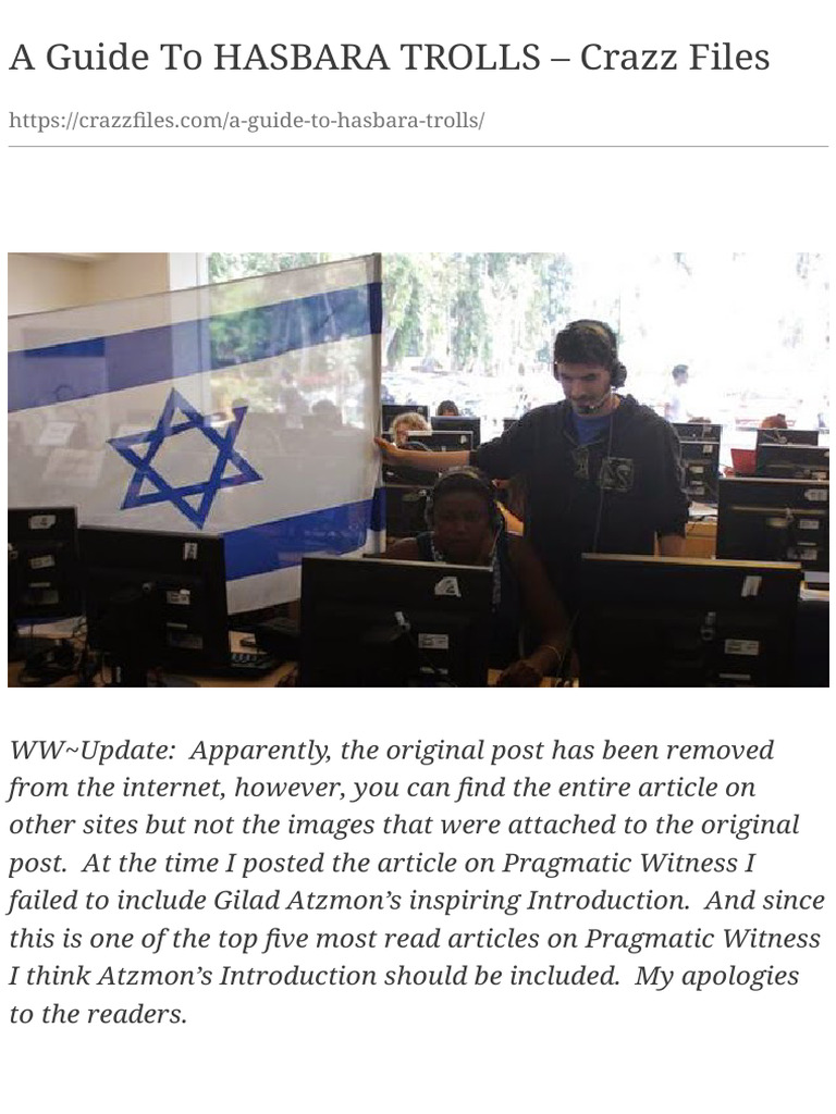 A Guide To Hasbara Trolls - Crazz Files+ | PDF | Social Science