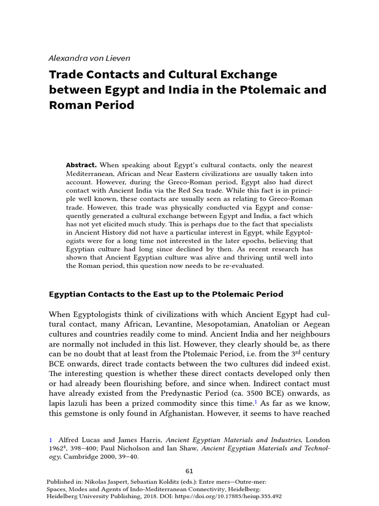 Egypt-India Trade in Greco-Roman Era | PDF | Ancient Egypt | Ptolemaic ...