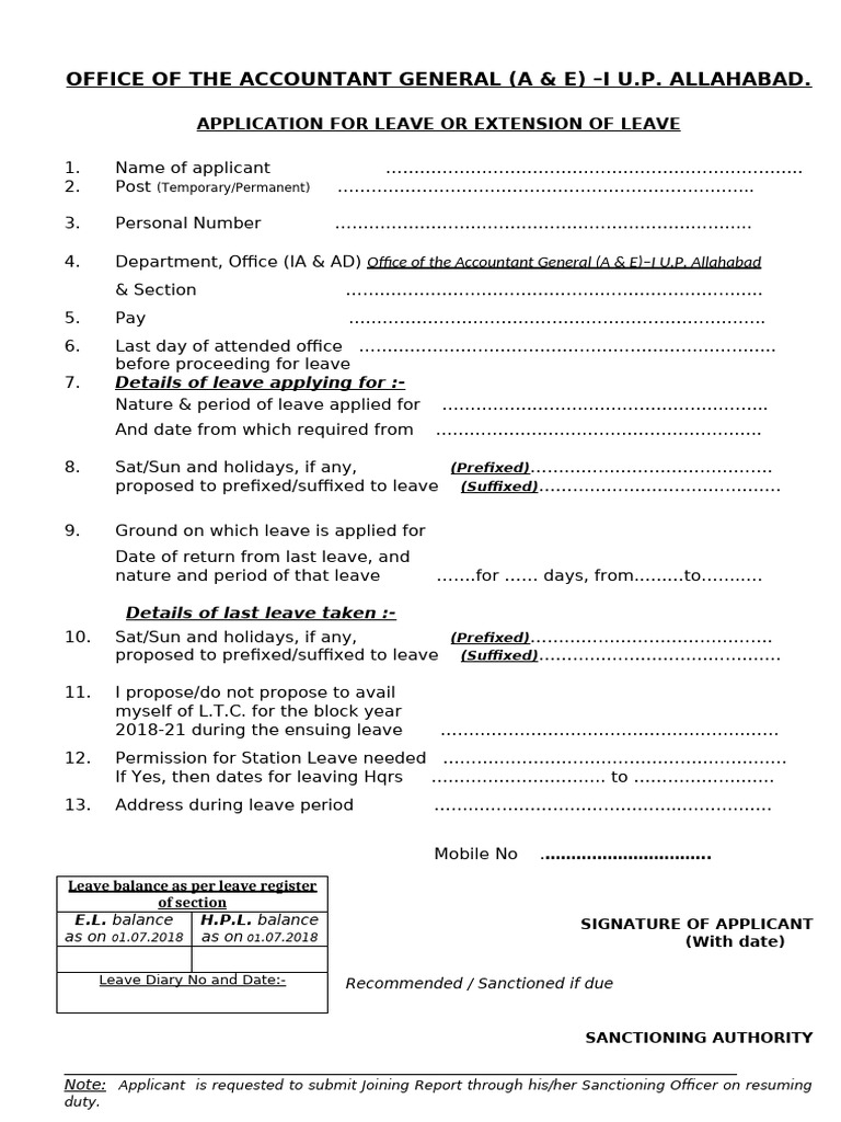 LEAVE FORMAT New 20200728145542 | PDF | Finance & Money Management