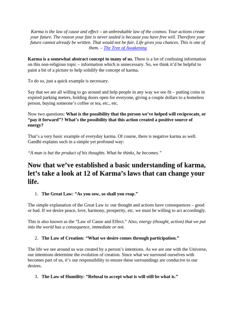 Understanding Karma's 12 Laws | PDF | Karma | Thought
