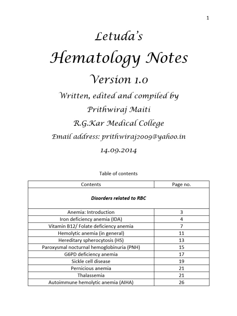 Letu Da Hematology | PDF | Anemia | Red Blood Cell