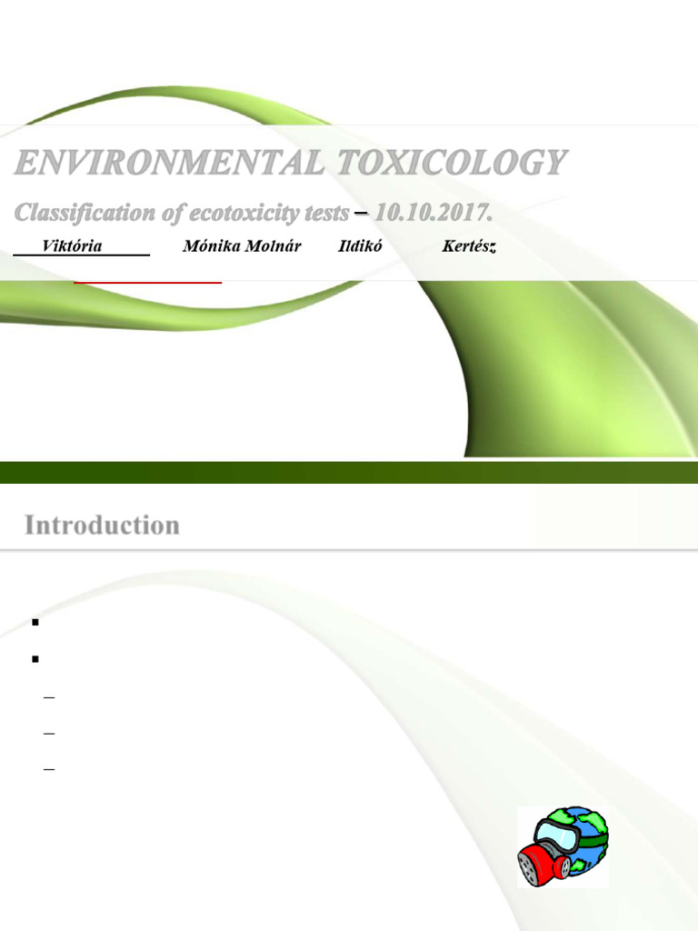 Env Tox 2017 Lecture 1 | PDF | Quantitative Structure–Activity Relationship | Toxicology
