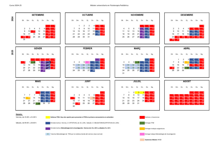 Calendario Máster Fisioterapia Pediátrica | PDF