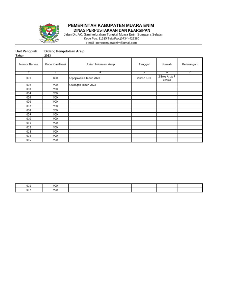 Daftar Berkas Dan Isi Berkas | PDF