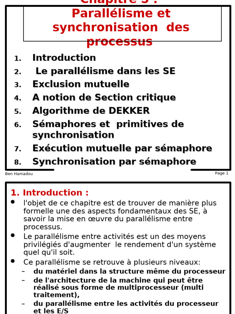 Parallélisme et synchronisation des processus | PDF | Parallélisme ...