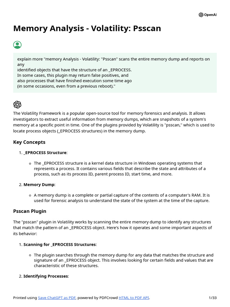 Memory Analysis - Volatility - Psscan | PDF | Computer Network ...