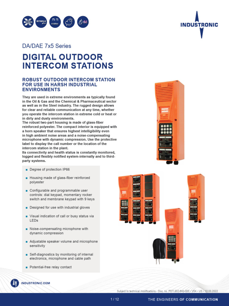 Robust Outdoor Intercom Stations IP66 | PDF | Loudspeaker | Microphone