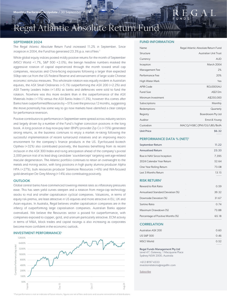 Regal Atlantic Absolute Return Fund Newsletter September 2024 | PDF ...