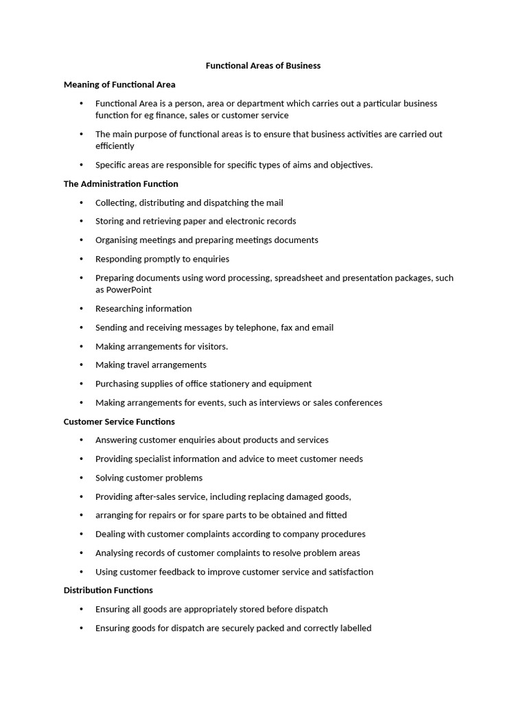 Functional Areas of Business | PDF | Employment | Budget