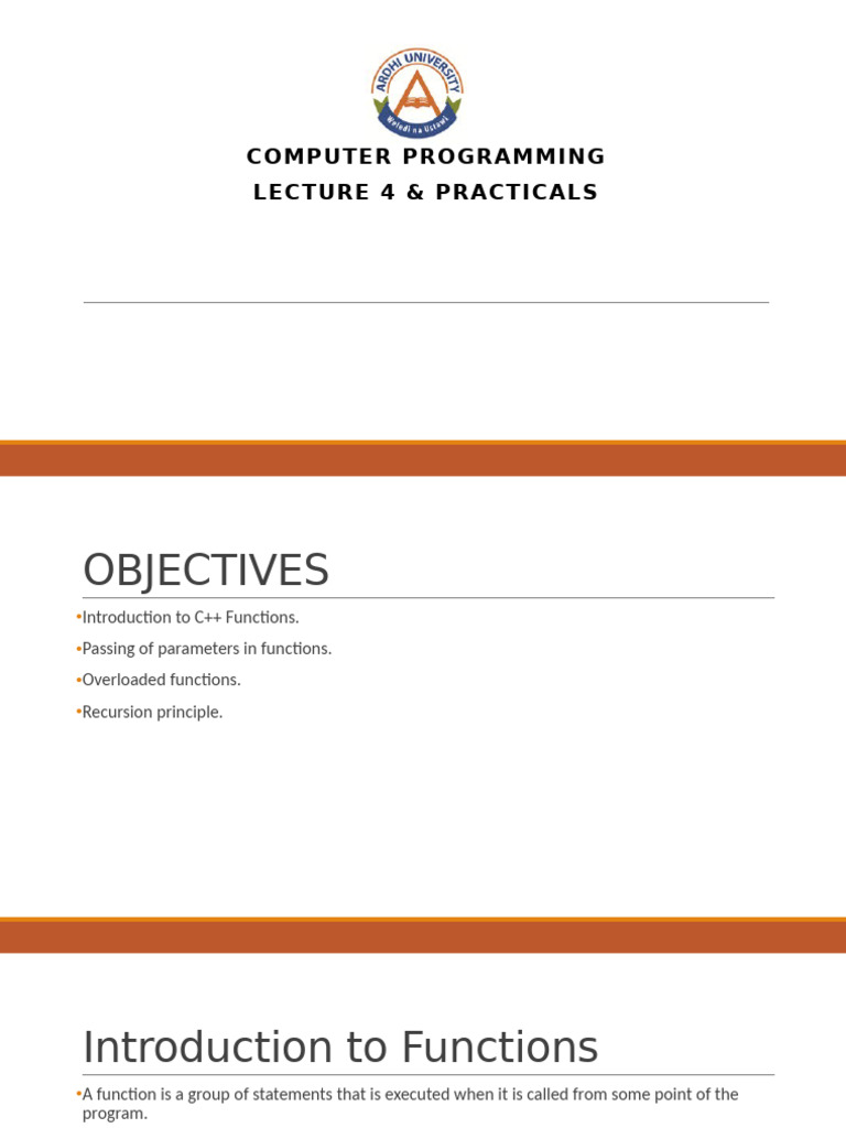 Lecture 4 And Practicals Pdf Parameter Computer Programming C
