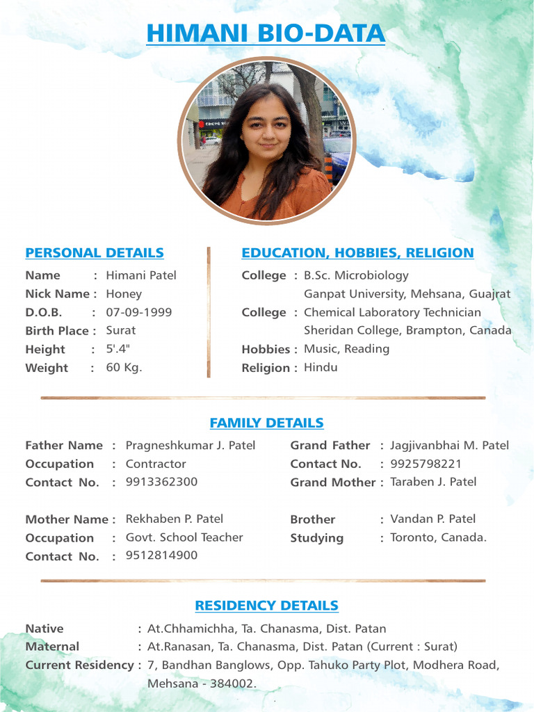 Himani Bio Data | PDF