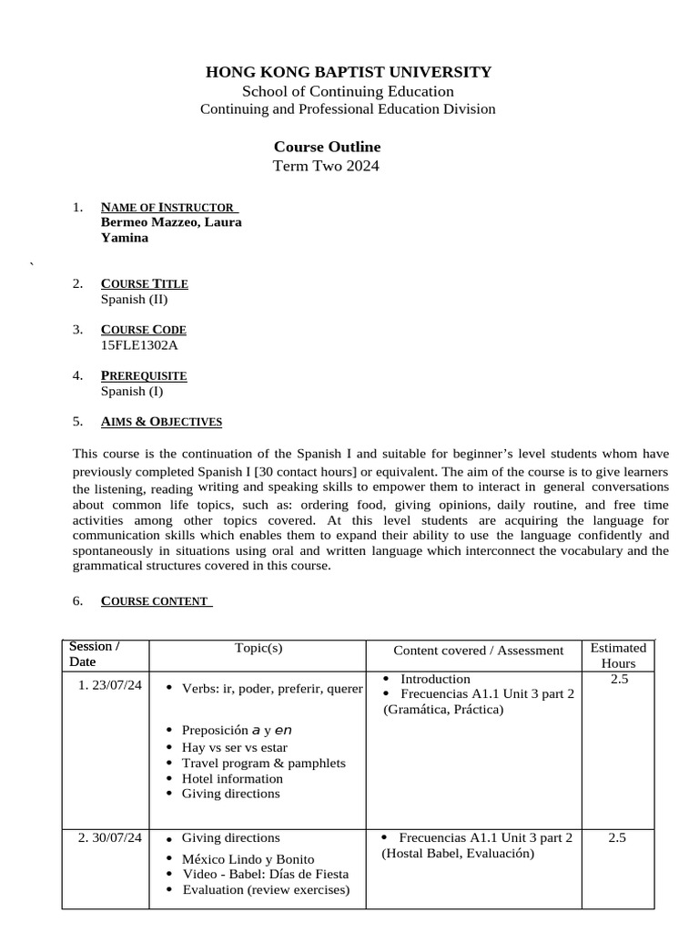 15FLE1302A Course Outline 2 | PDF | Learning | Linguistics