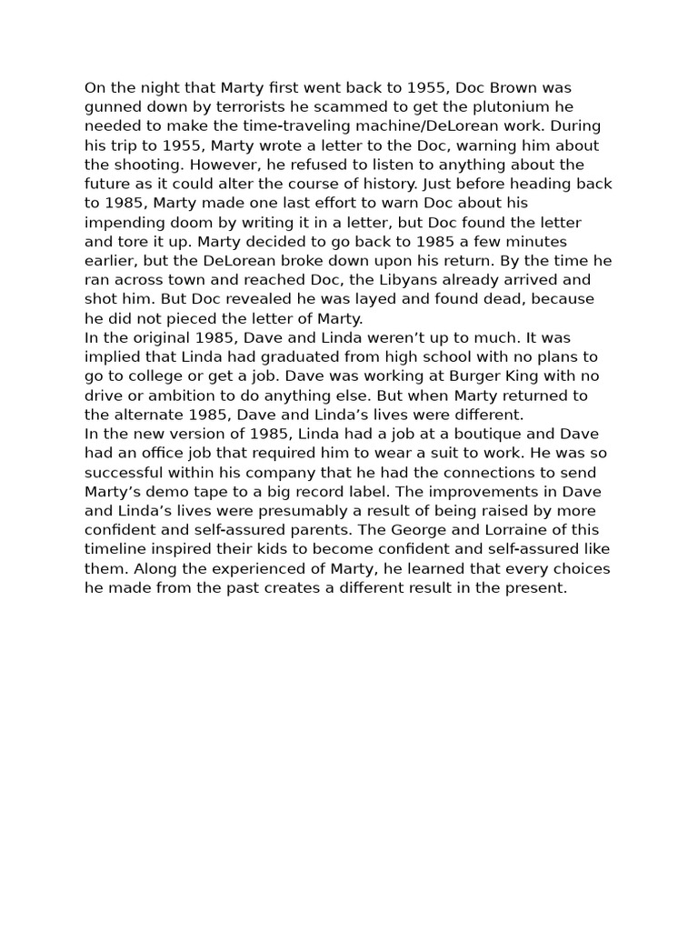Back to the Future: Ending Explained | PDF | Mystery, Thriller & Crime ...