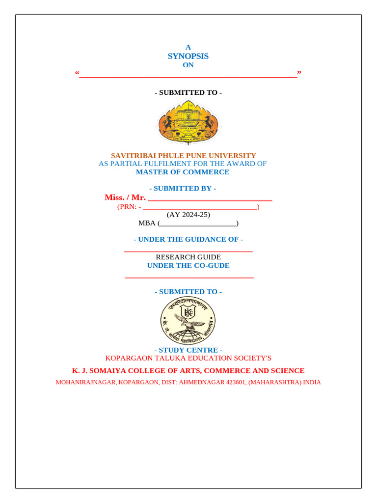 Synopsis Format Pdf Knowledge Management Evidence