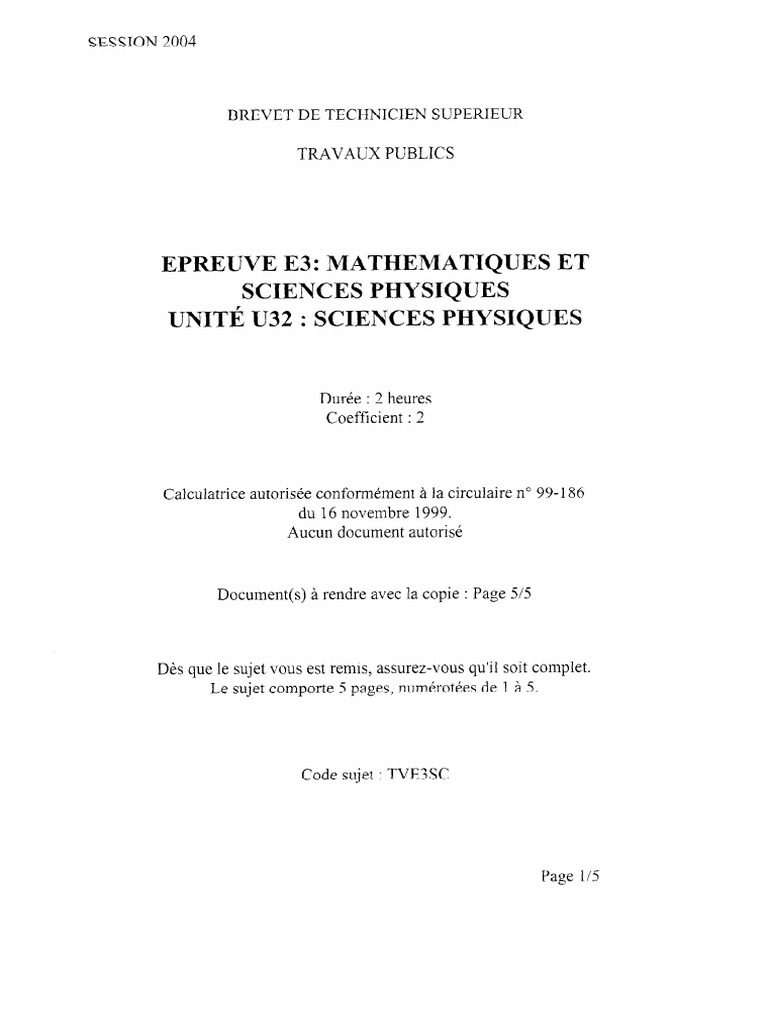 Bts TP Physique 2004 | PDF