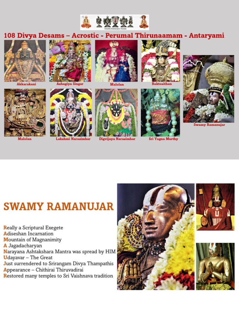 108 Divya Desams Overview | PDF | Vishnu | Hindu Gods