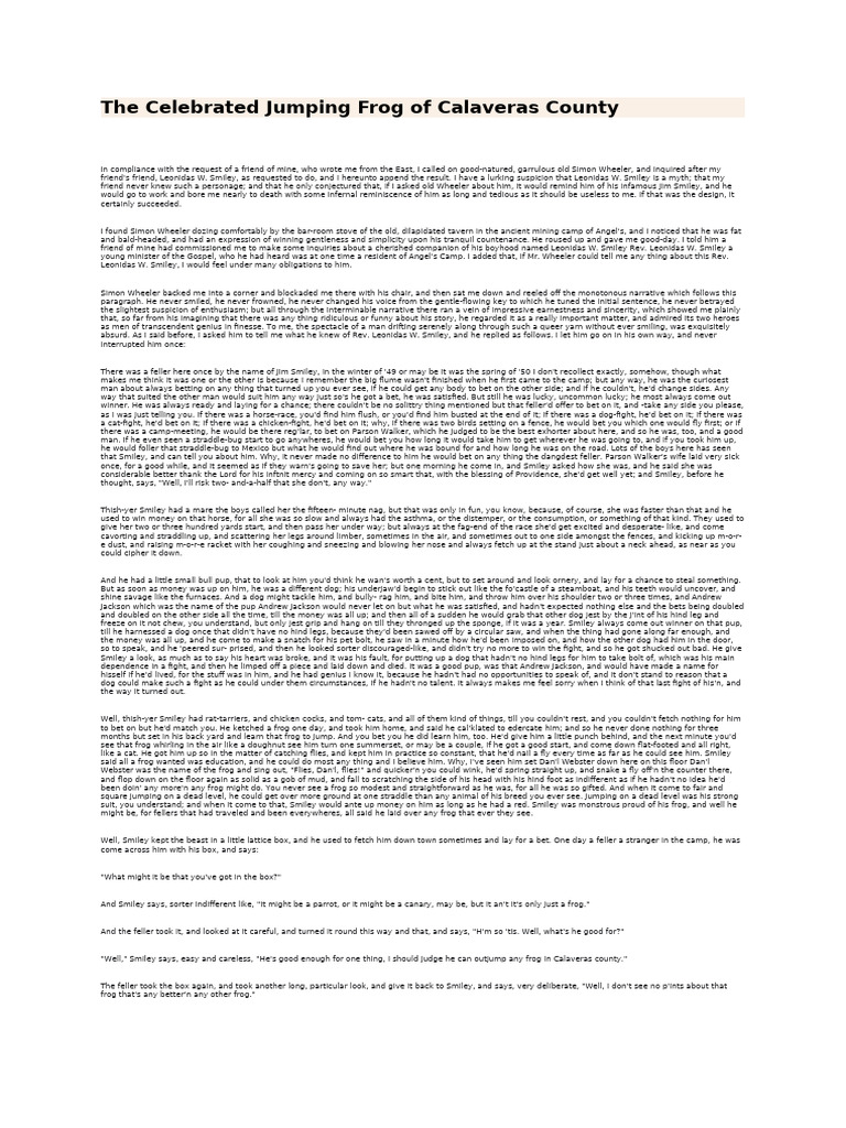 The Celebrated Jumping Frog | PDF