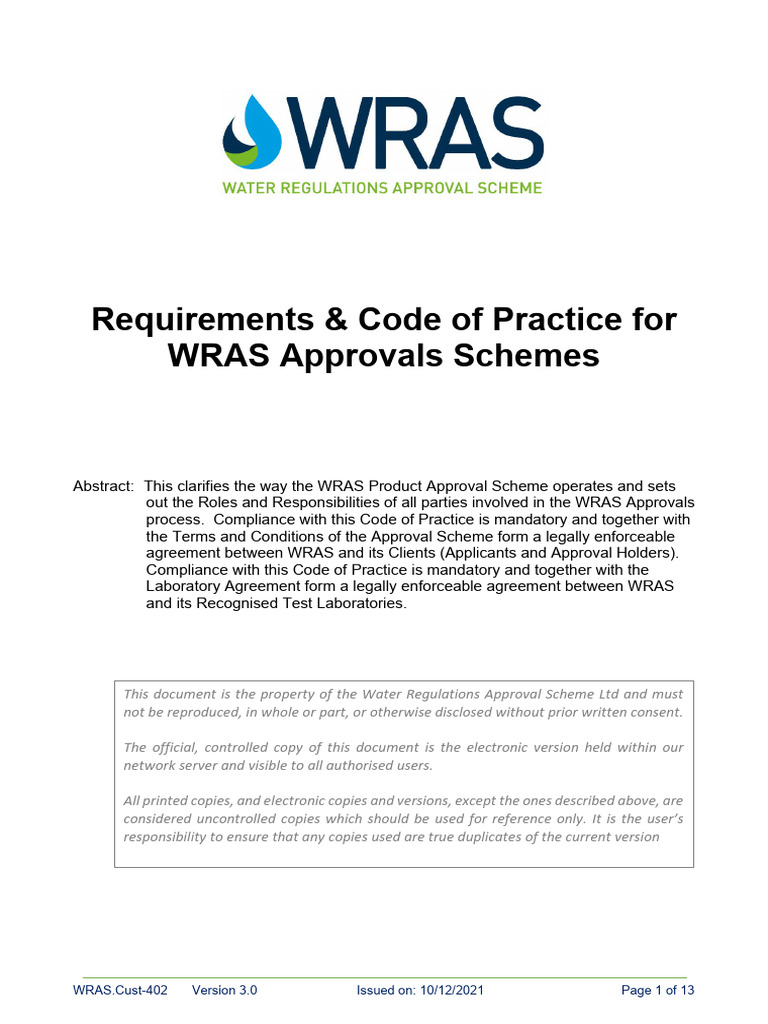 WRAS | PDF | Specification (Technical Standard) | Engineering Tolerance