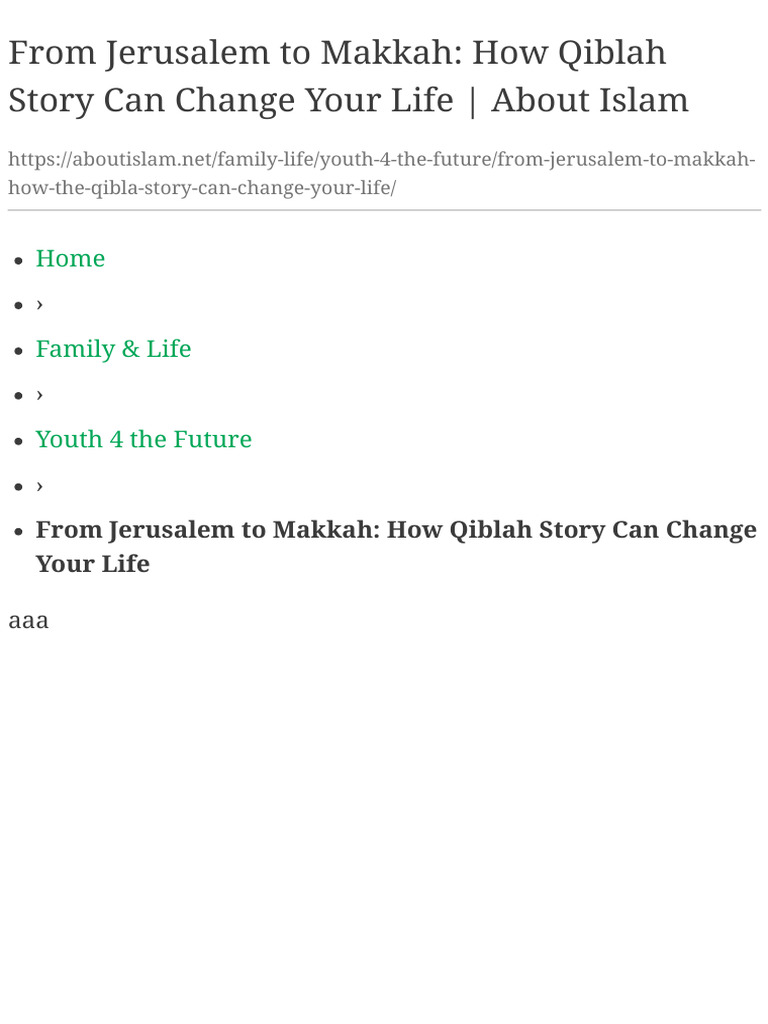 Qiblah Change: Life Lessons for Youth | PDF | Mecca | Muhammad