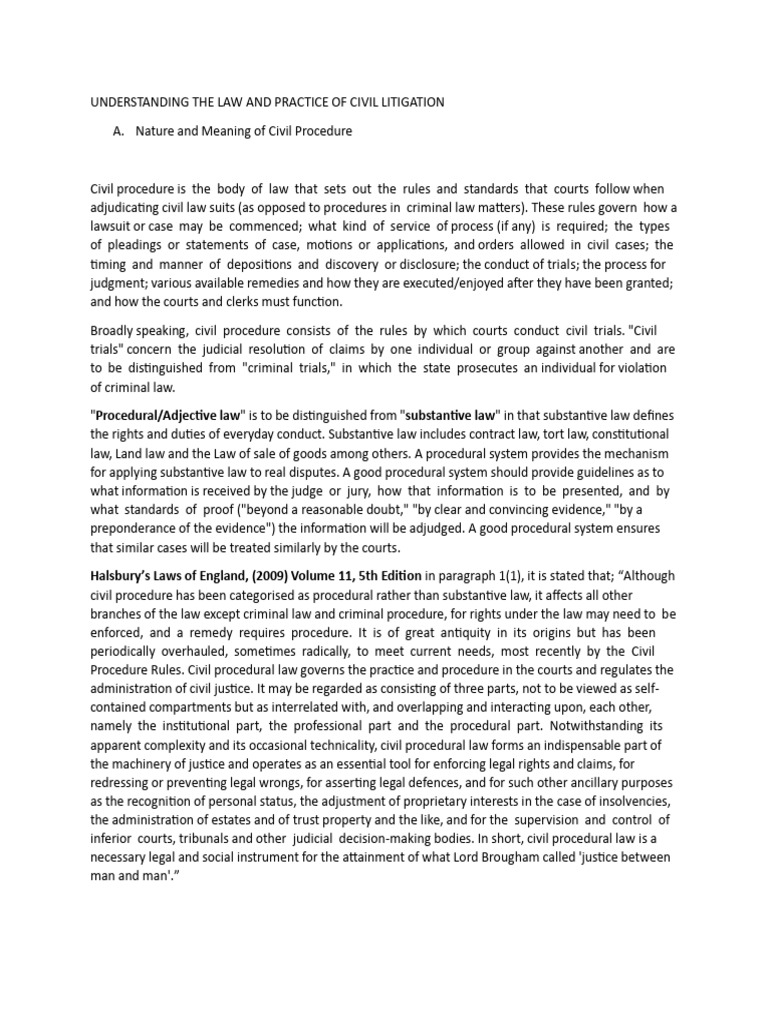 Civil Litigation Law & Practice Guide | PDF | Lawsuit | Burden Of Proof ...