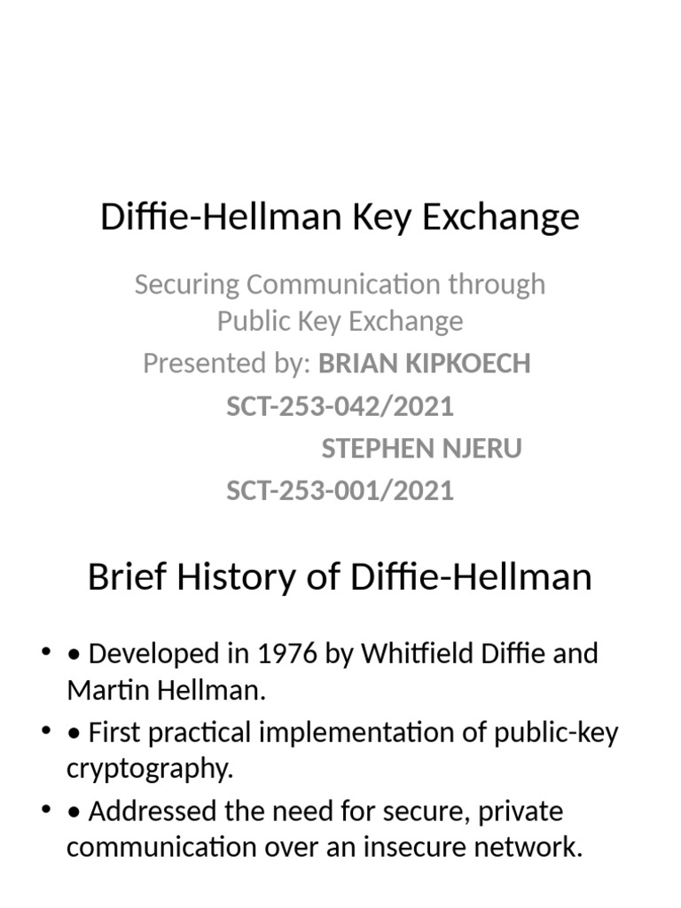 Diffie Hellman Presentation | PDF | Law | Technology & Engineering