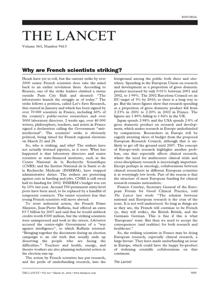 Why Are French Scientists Striking Lancet | PDF