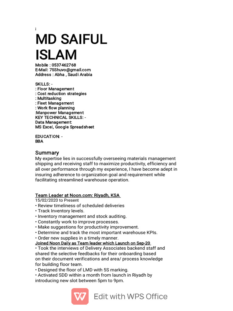 Saiful Islam CV | PDF