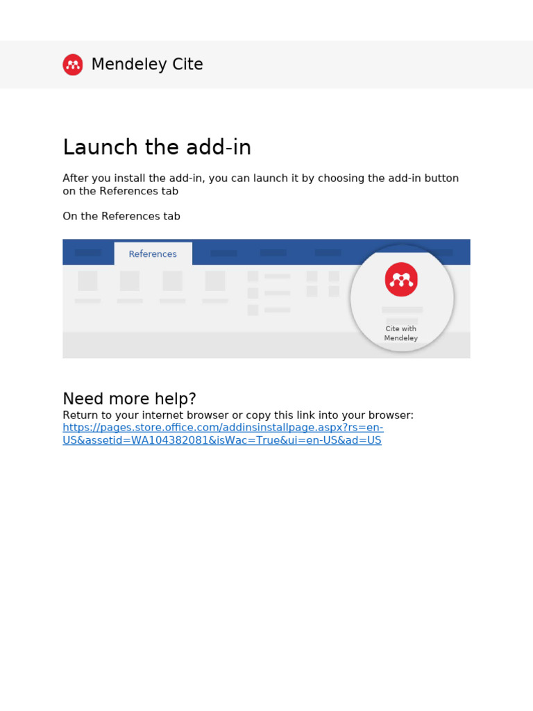 Launch Mendeley Add-In Guide | PDF