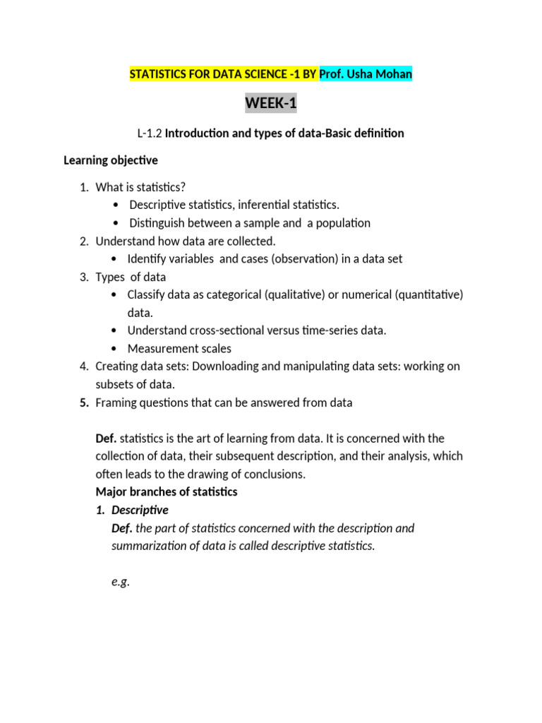 Stat For ds-1 (IITM BS Degree) | PDF | Level Of Measurement | Celsius