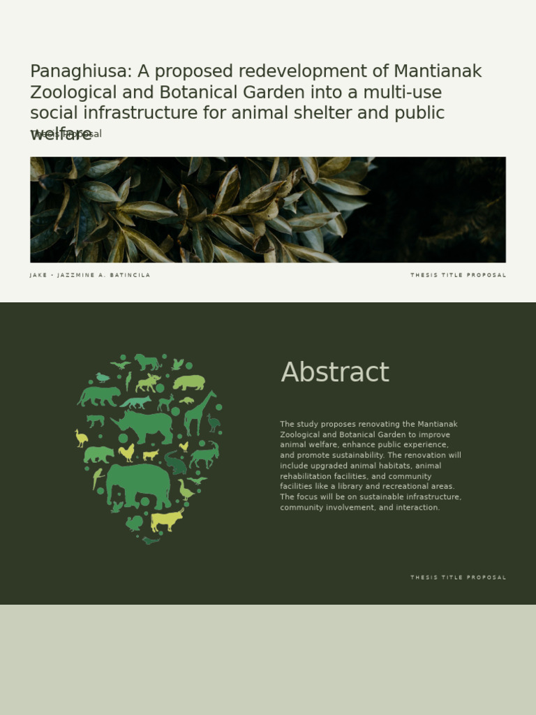 Panaghiusa A Proposed Redevelopment of Mantianak Zoological and ...