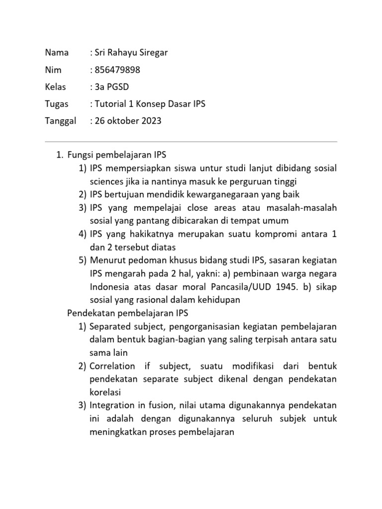 Tutorial Ips 1 | PDF | Sains & Matematika