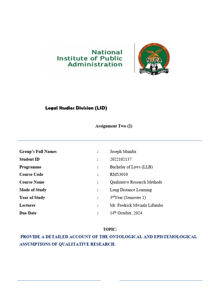 Research Methgy Assgn 2 - RMS3010D | PDF | Knowledge | Epistemology