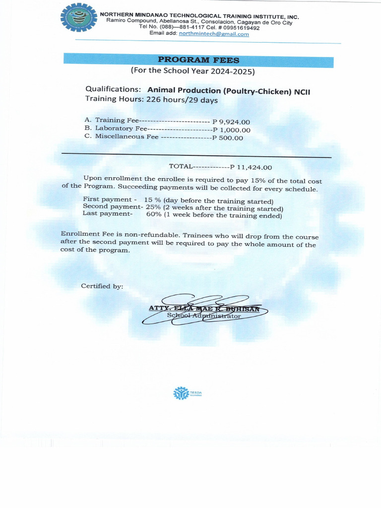 Breakdown Fees-Updated | PDF