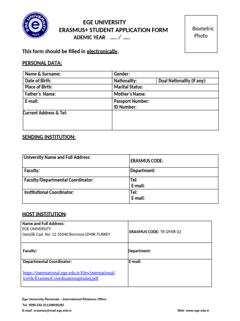 App Formfor Erasmus Incoming Students | PDF | Access Control ...