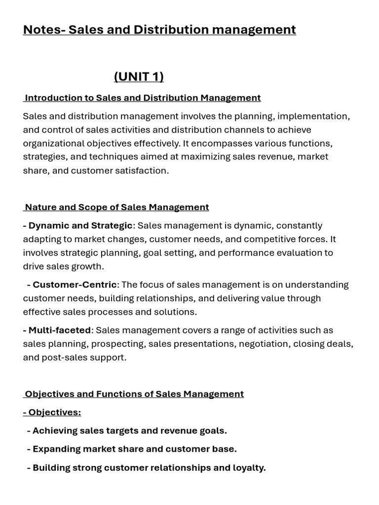 Sales & Distribution Essentials | PDF | Retail | Sales